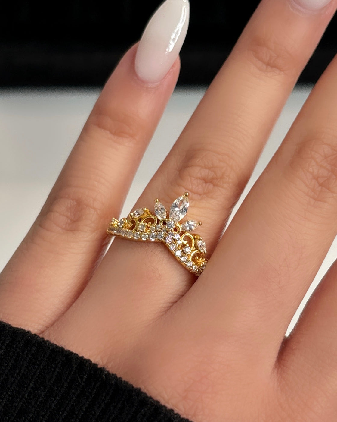 Rapunzel Inspired - Gold Princess Tiara Wishbone Ring – House of Zarrin