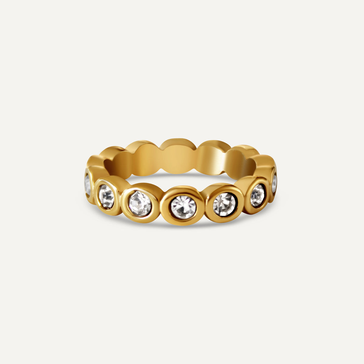 Gold Round Cut Bezel Set Eternity Ring – House of Zarrin