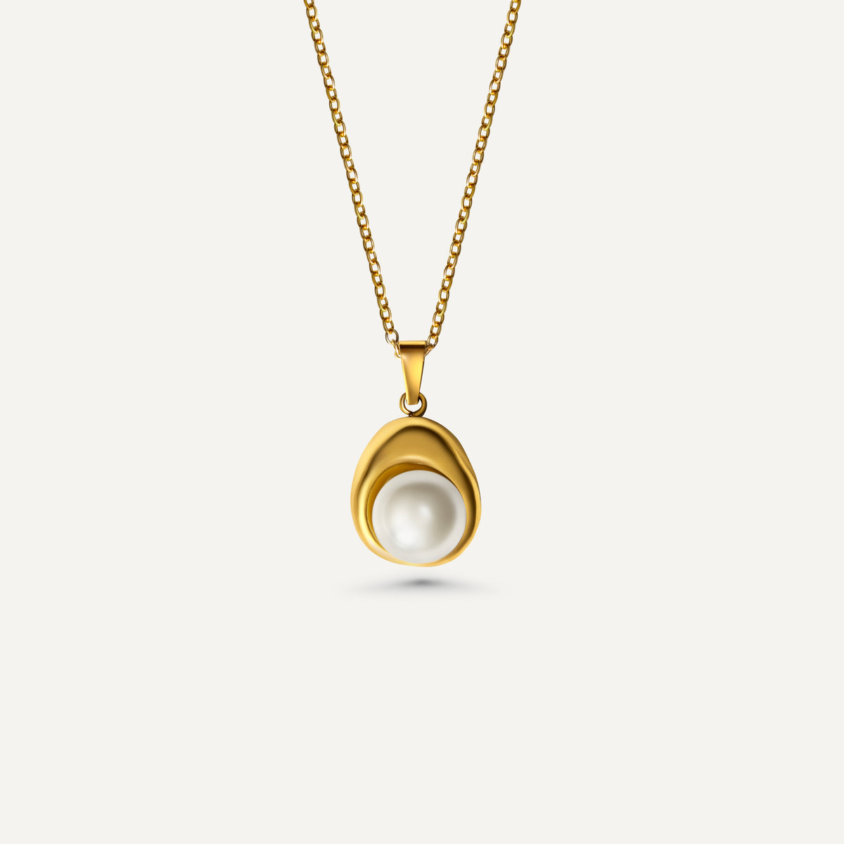 Gold Pearl Capsule Pendant Necklace – House of Zarrin