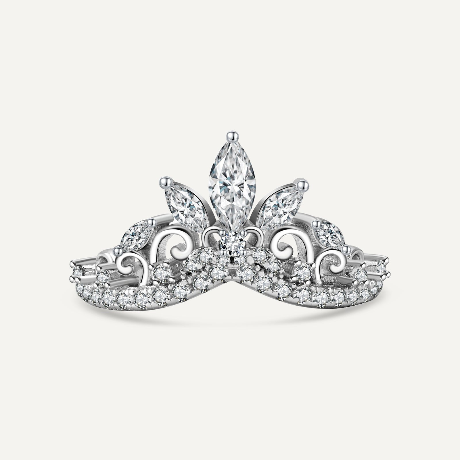 Princess Tiara Wishbone Ring in Sterling Silver – House of Zarrin